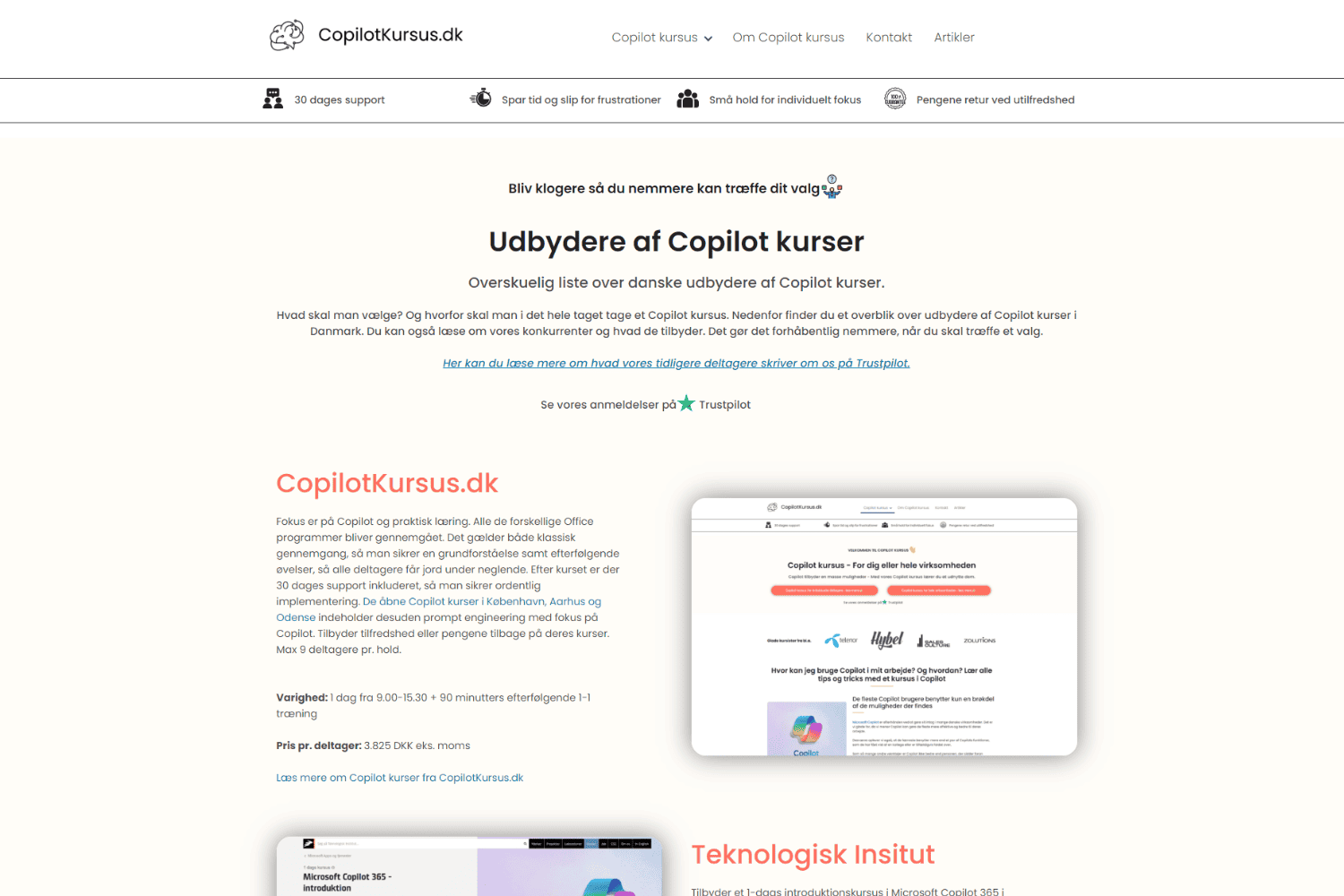 Overblik over de største danske udbydere af Copilot kurser